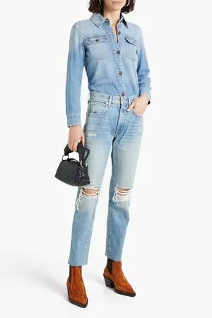 SLVRLAKE Hero Frayed High-rise Straight-leg Jeans - Mid Denim