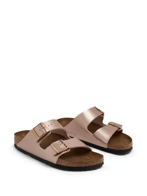 BIRKENSTOCK Birko-flor Leather Slides - Gold