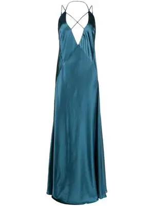 Michelle Mason Cut-out Detail Gown Dress - Green
