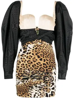 Roberto Cavalli Leopard-print Mini Dress - Neutrals