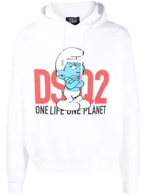 Dsquared2 Slogan-print Cotton Hoodie - White