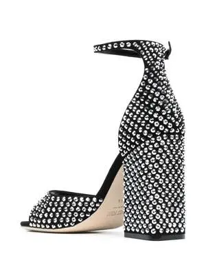 Paris Texas Holly Fiona 100mm Suede Sandals - Black