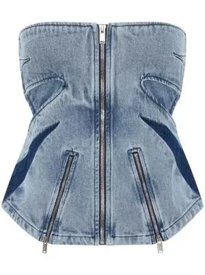 DION LEE Darted Denim Corset - Blue