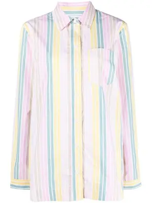 GANNI Striped Organic Cotton Shirt