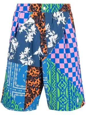COUNTY OF MILAN Marcelo Burlon Multi-panel Knee-length Shorts - Blue