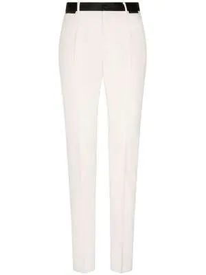 Dolce & Gabbana Stretch-wool Tuxedo Trousers - White
