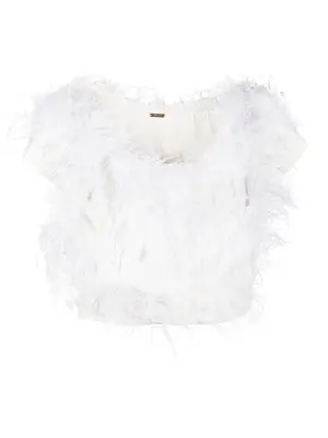 Cult Gaia Sosha Feather Top - White