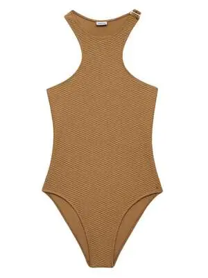 ANINE BING Morgan Halterneck Swimsuit - Brown