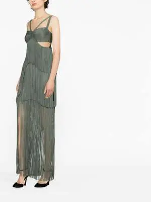 Herve Leger Strappy Tiered Fringe Maxi Dress