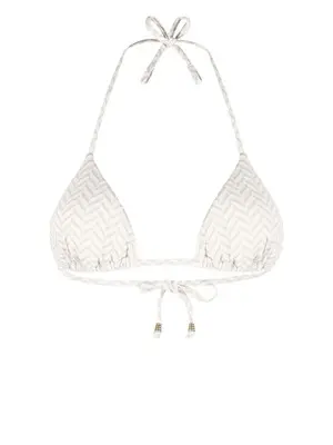 TWINSET Herringbone-pattern Triangle Bikini Top - White