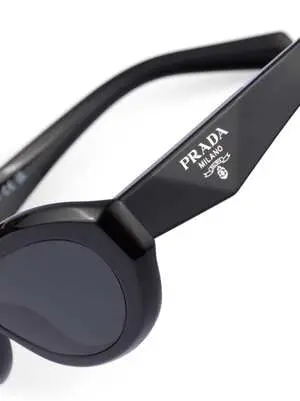 Prada Symbole Oval-frame Sunglasses - Black