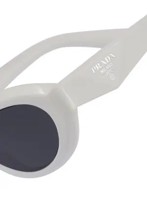 Prada Symbole Oval-frame Sunglasses - White