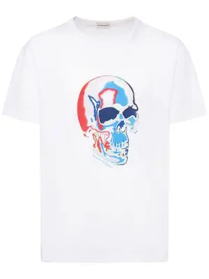 Alexander McQueen Solarized Skull Printed Cotton T-shirt - White,multi