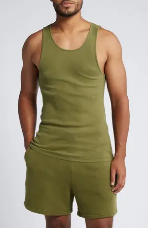 ELWOOD Malibu Cotton Rib Tank Vintage Olive