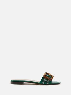 Gucci Bamboo Buckle Flat Sandal - Emerald