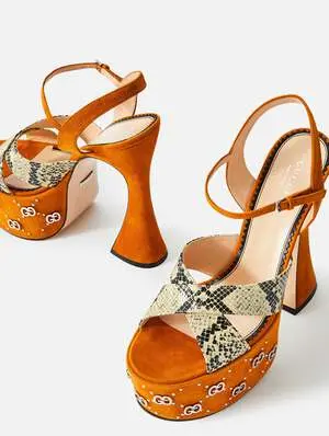 Gucci Python Interlocking G Stud Sandal