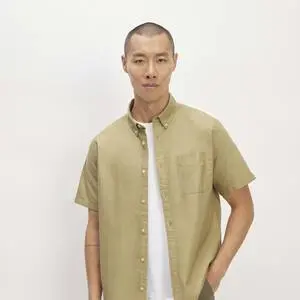 Everlane Organic Short Sleeve Oxford Shirt Khaki