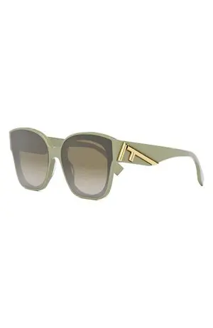 Fendi First 63mm Square Sunglasses - Light Green/gradient Green