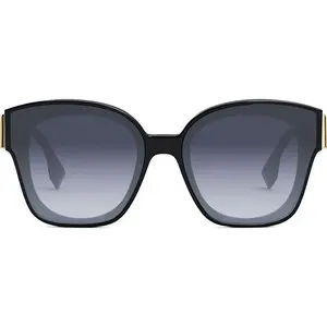 Fendi Fendi First 63mm Square Sunglasses Shiny Black/gradient Blue