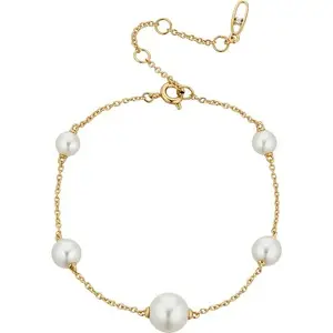 Nadri Imitation Pearl Station Bracelet - Gold With Pearl
