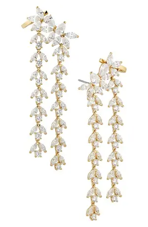 Nadri Wild Flower Crystal Chandelier Earrings - Gold