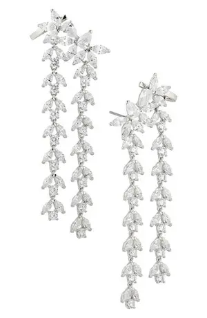 Nadri Wild Flower Crystal Chandelier Earrings - Rhodium