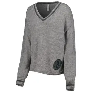 LUSSO Brooklyn Nets Scarletts Lantern Sleeve Tri-blend V-neck Pullover Sweater