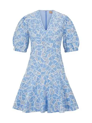 BOSS Women's Scallop Edge Dress In Pure Cotton Lace - Patterned  - Patterned