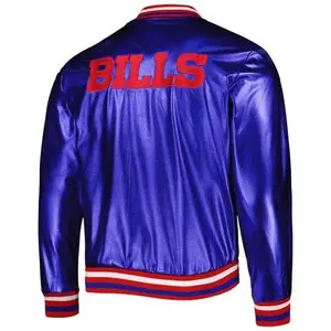 THE WILD COLLECTIVE Buffalo Bills Metallic Bomber Full-snap Jacket