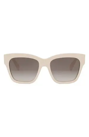 Celine CELINE Triomphe 55mm Round Sunglasses Ivory/gradient Brown
