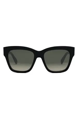 Celine Triomphe 55mm Round Sunglasses - Shiny Black/gradient Brown