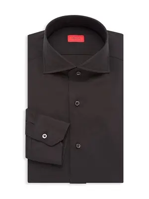 Isaia Cotton-blend Dress Shirt Black