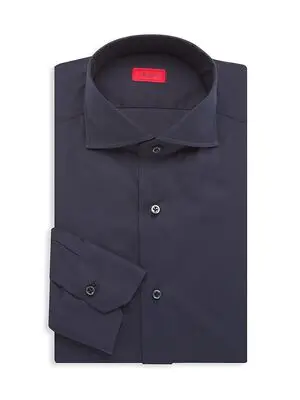 Isaia Cotton-blend Dress Shirt Navy