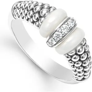 Lagos LAGOS Ceramic Caviar Diamond Ring Silver/diamond