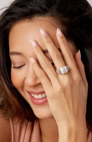 Lagos Ceramic Caviar Diamond Ring - Silver/diamond