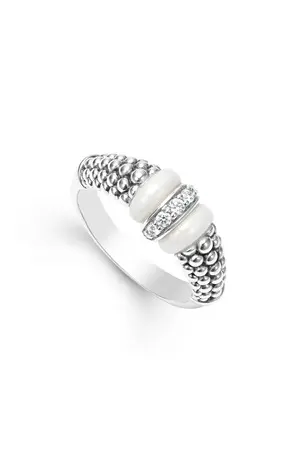 Lagos LAGOS Ceramic Caviar Diamond Ring White