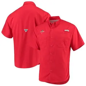 Columbia Georgia Bulldogs Team Pfg Tamiami Omni-shade Button-down Shirt - Red