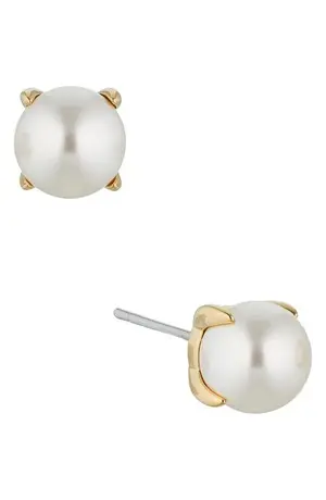 Nadri Imitation Pearl Stud Earrings - Gold/ Pearl