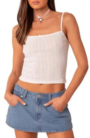 EDIKTED Pointelle Stitch Camisole - White
