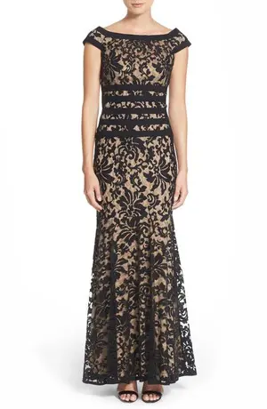 Tadashi Shoji Textured Lace Mermaid Gown