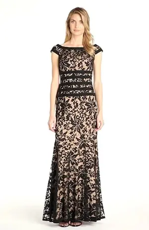 Tadashi Shoji Textured Lace Mermaid Gown