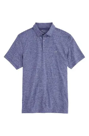 Vineyard Vines Stripe Sankaty Short Sleeve Performance Polo Maritime Blue/blue