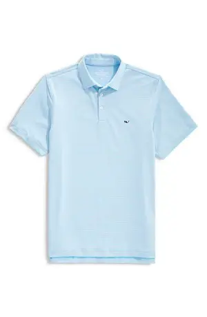 Vineyard Vines Stripe Sankaty Short Sleeve Performance Polo Poolside/sprout