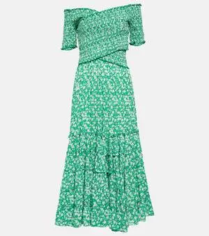 Poupette St Barth Soledad Floral Midi Dress - Blue