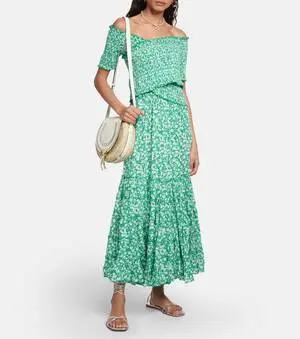 Poupette St Barth Soledad Floral Midi Dress - Blue