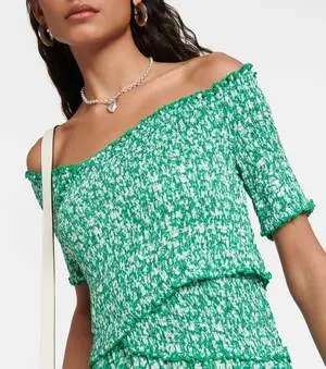 Poupette St Barth Soledad Floral Midi Dress - Blue