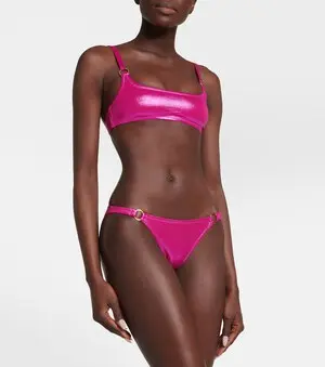 Melissa Odabash Bari Metallic Bikini Top - Pink