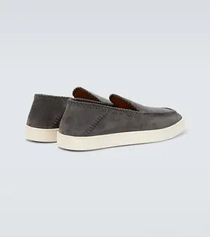 Giorgio Armani Galleria 3 Suede Slip-on Loafers - Grey