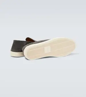 Giorgio Armani Galleria 3 Suede Slip-on Loafers - Grey