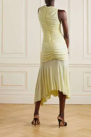 Loewe Asymmetric Gathered Crepe Midi Dress